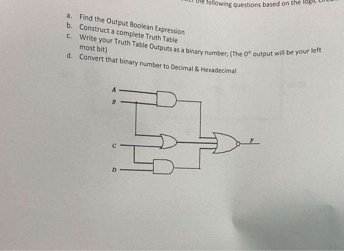 Solved following questions based on the logic a. Find the | Chegg.com