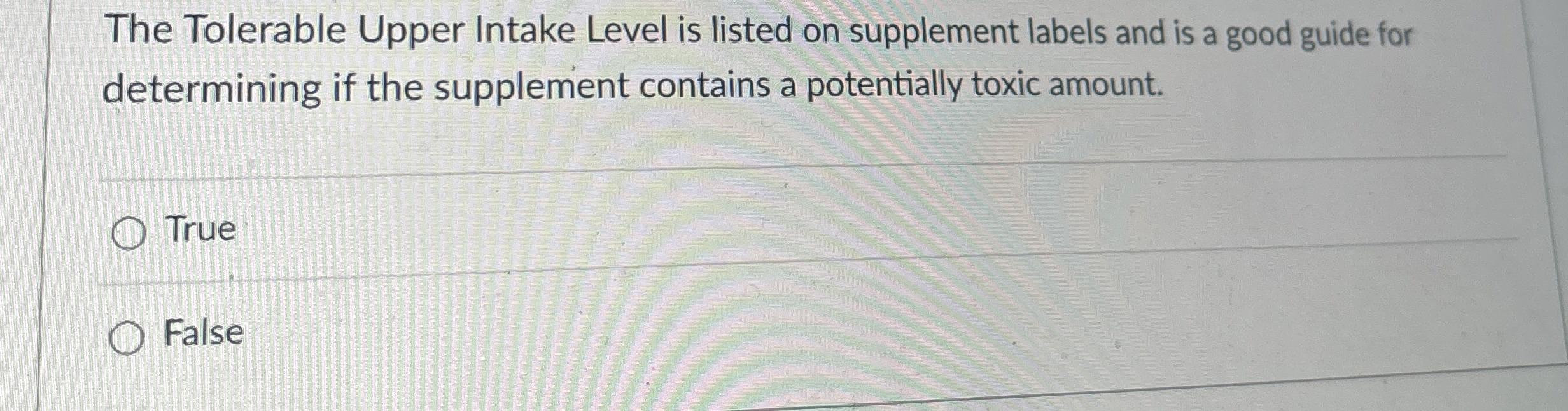 Solved The Tolerable Upper Intake Level is listed on | Chegg.com