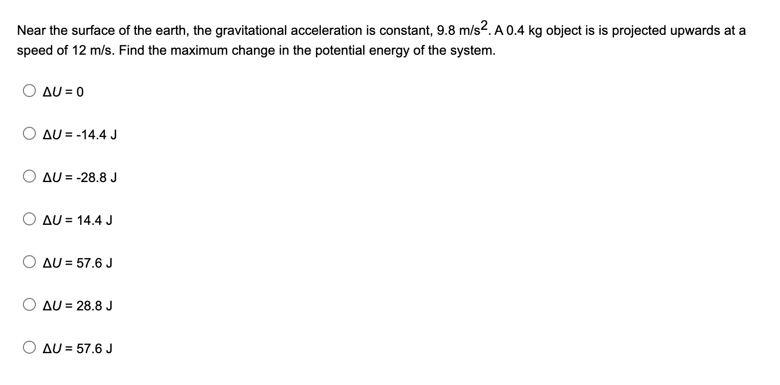 Solved Near the surface of the earth, the gravitational | Chegg.com
