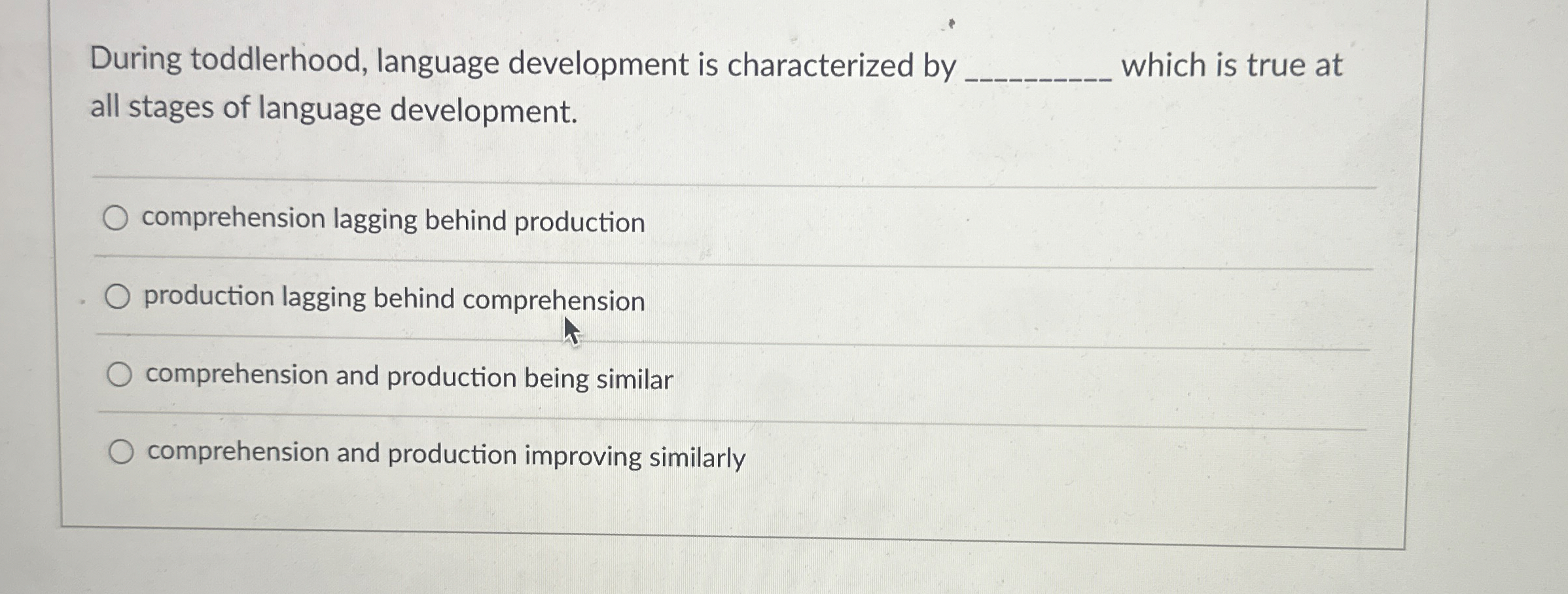 Solved During toddlerhood, language development is | Chegg.com