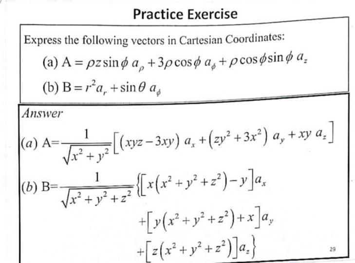 Solved Express The Following Vectors In Cartesian