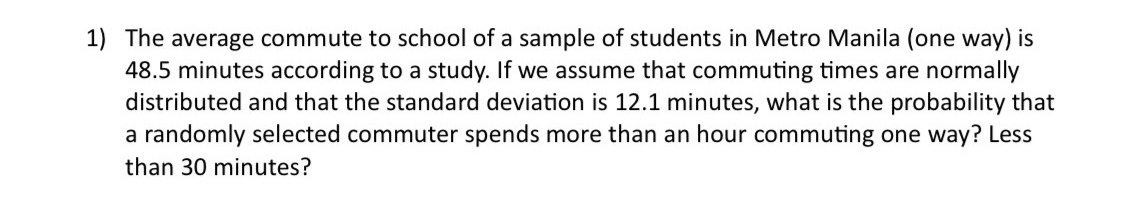 Solved The average commute to school of a sample of students | Chegg.com