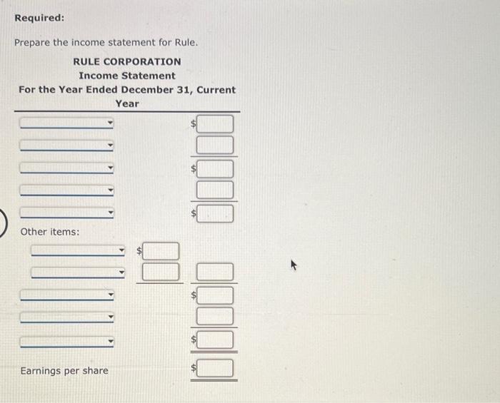 [Solved]: Basic Income Statement The following are selected