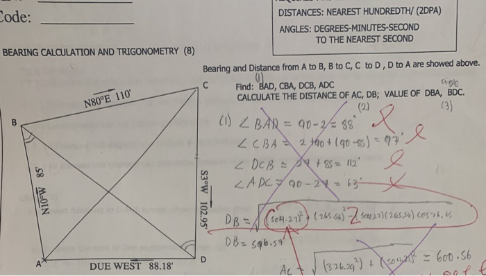 Solved Find: BAD, CBA, DCB, ADCCALCULATE THE DISTANCE OF AC, | Chegg.com