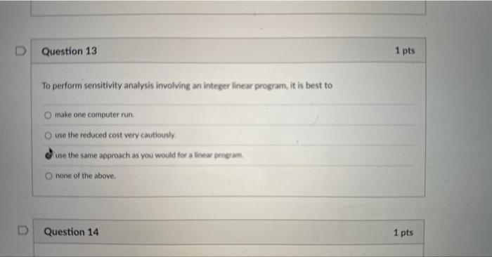 Solved To perform sensitivity analysis involving an integer | Chegg.com