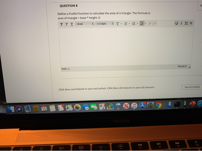 Solved QUESTION 8 Define a fruitful function to calculate | Chegg.com