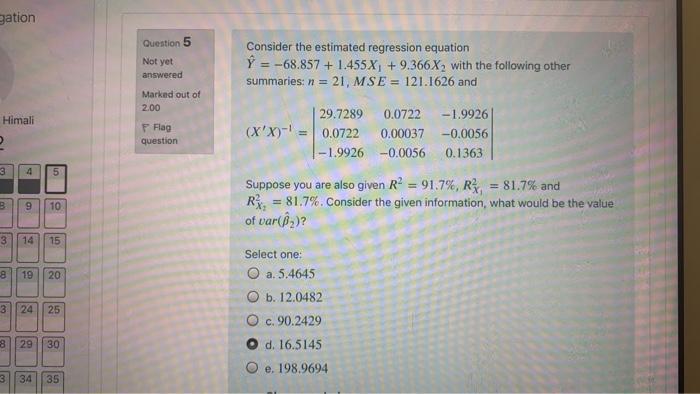 Solved gation Question 5 Not yet answered Consider the | Chegg.com
