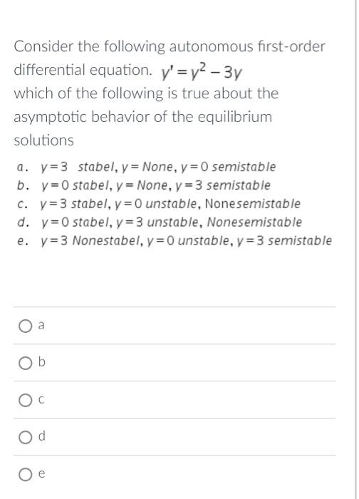 Solved Consider the following autonomous first-order | Chegg.com