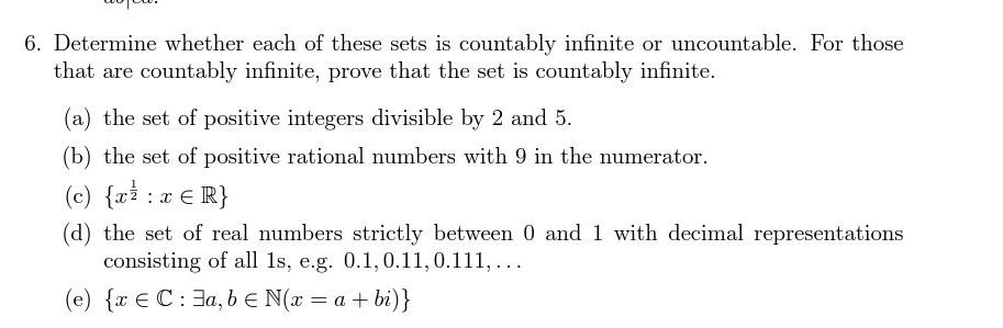 Solved 6. Determine whether each of these sets is countably | Chegg.com