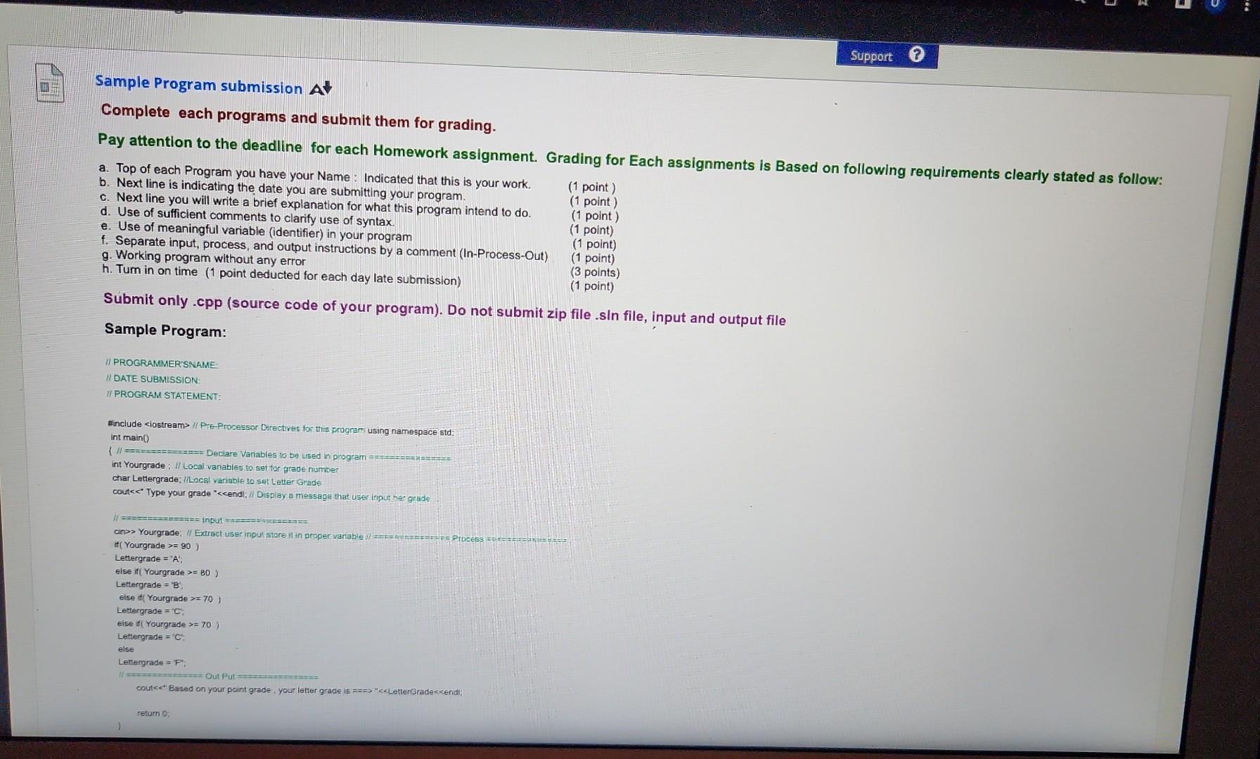 Solved Sample Program submission AV Complete each programs | Chegg.com