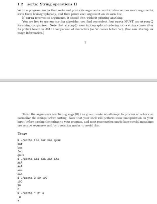 Solved 1.2 sorta: String operations II Write a program sorta | Chegg.com