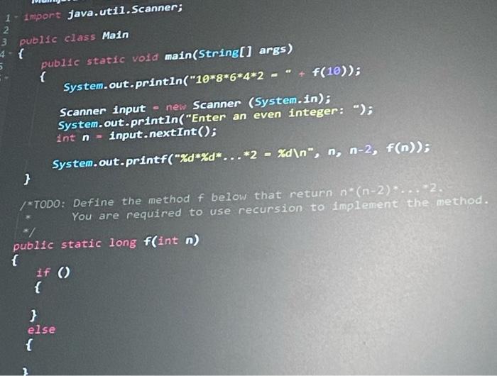 Solved 5 1. import java.util.Scanner; 2 3 public class Main | Chegg.com