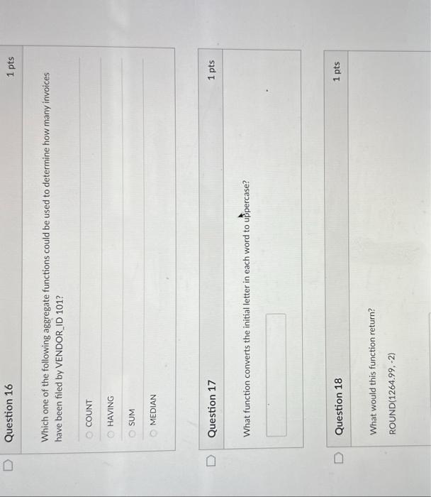 Solved The MIN and MAX functions can operate on date, | Chegg.com