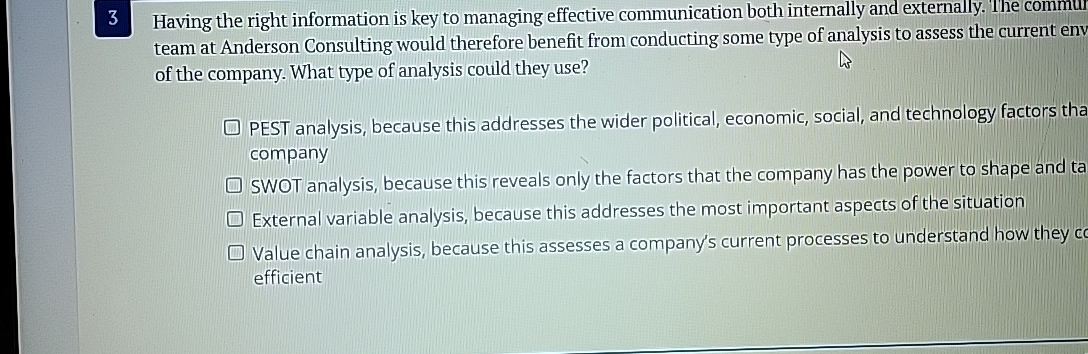 Solved 3 ﻿Having the right information is key to managing | Chegg.com