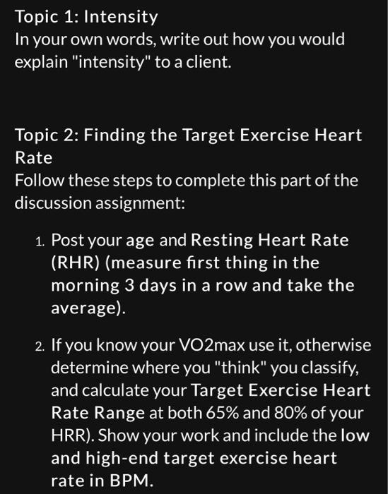 Solved Topic 1: Intensity In your own words, write out how | Chegg.com