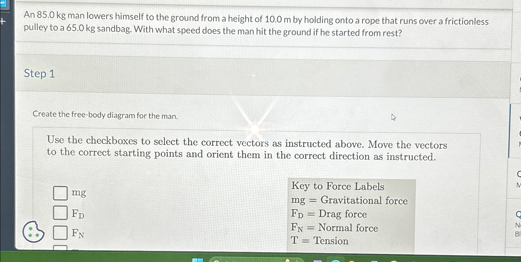 Solved An 85.0kg man lowers himself to the ground from a | Chegg.com