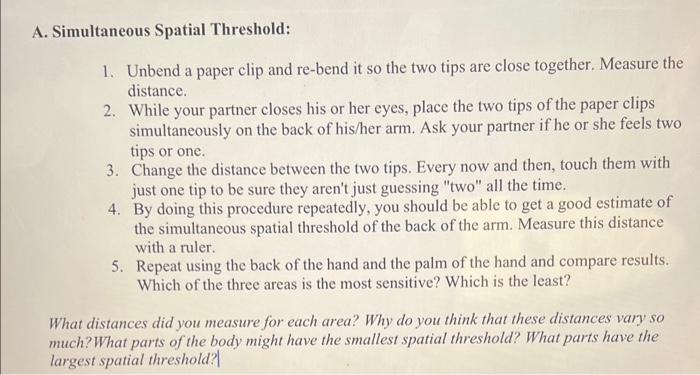 A. Simultaneous Spatial Threshold: 1. Unbend a paper | Chegg.com