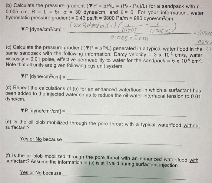 (b) Calculate the pressure gradient | Chegg.com