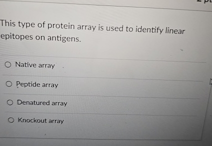 Solved This type of protein array is used to identify linear | Chegg.com