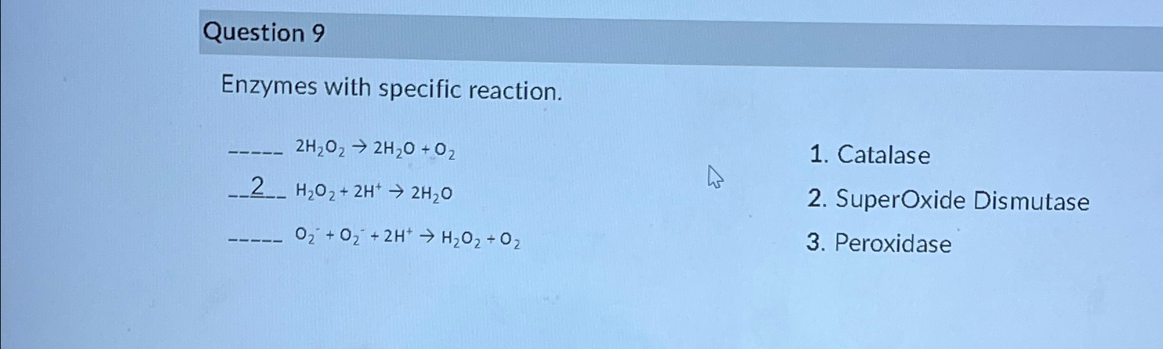 Solved Question 9Enzymes with specific | Chegg.com
