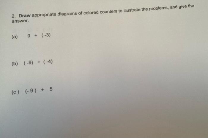 Solved 2. Draw appropriate diagrams of colored counters to | Chegg.com