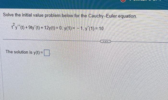 Solved Solve the initial value problem below for the | Chegg.com