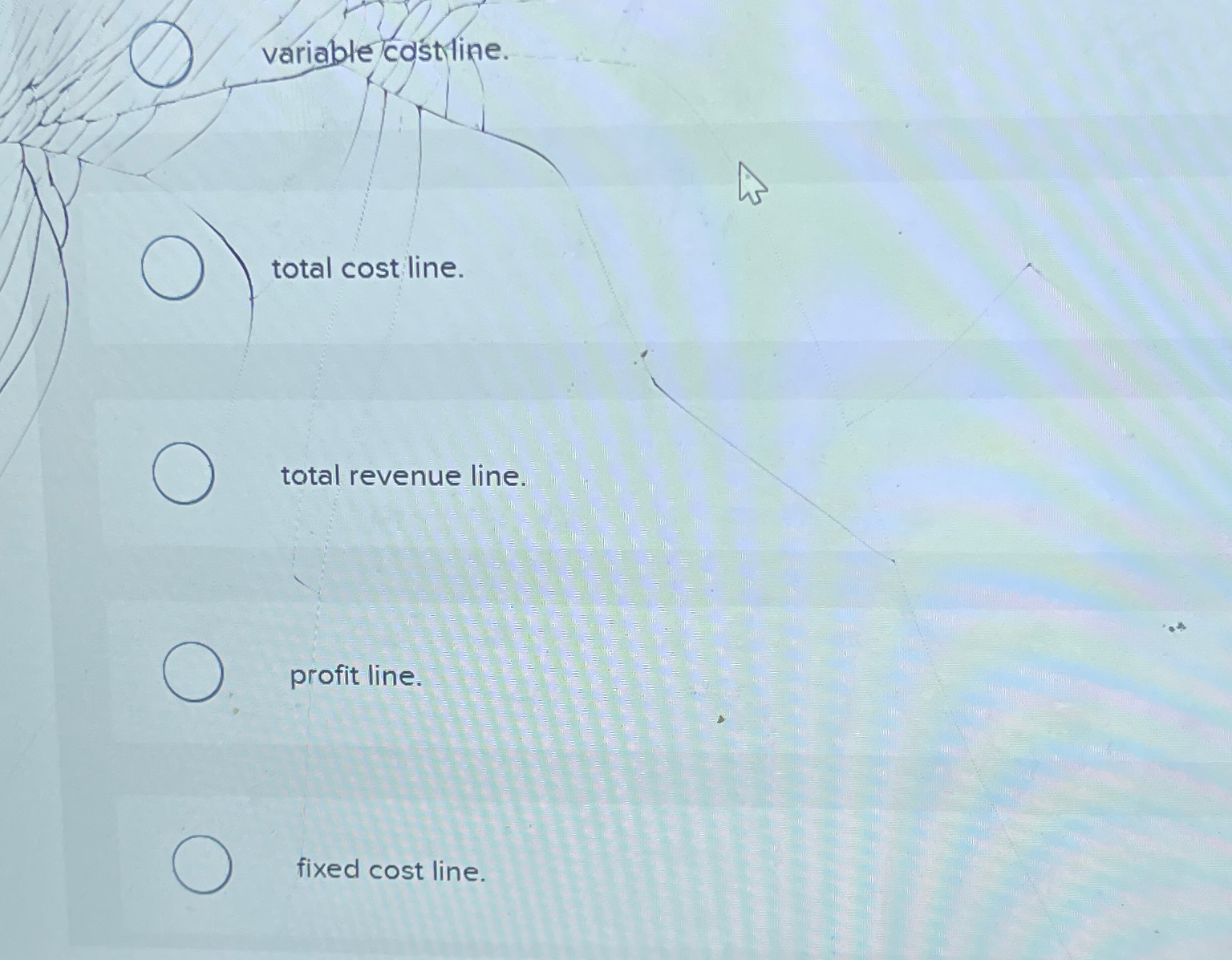 Solved variable cost tine.total cost line.total revenue | Chegg.com
