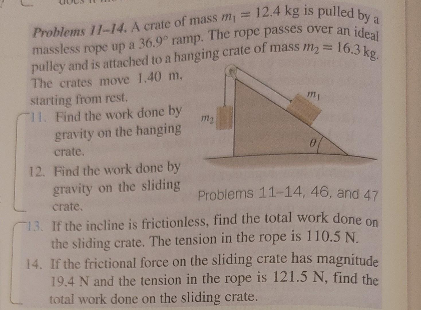 Solved Problems 11-14. A crate of mass m1=12.4 kg is pulled | Chegg.com