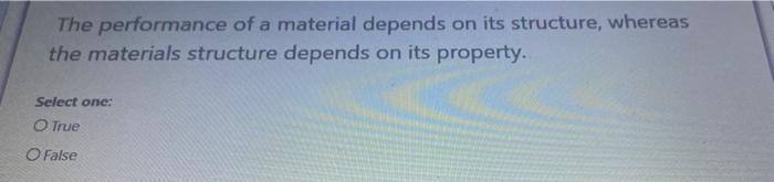 Solved The performance of a material depends on its | Chegg.com