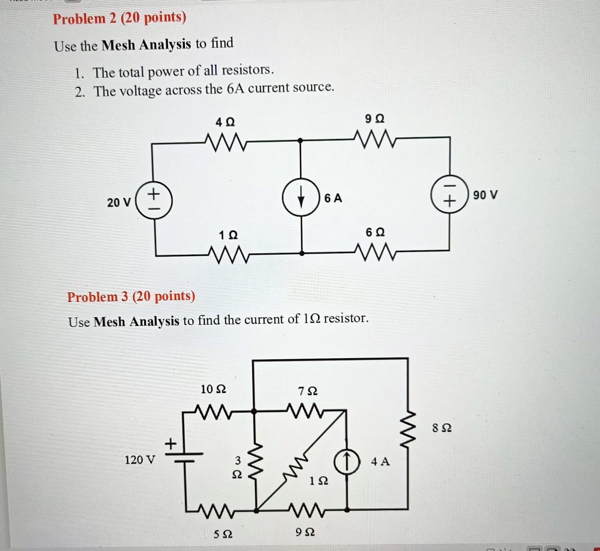 Solved Problem 1 (20 points) Use Nodal Analysis to determine | Chegg.com