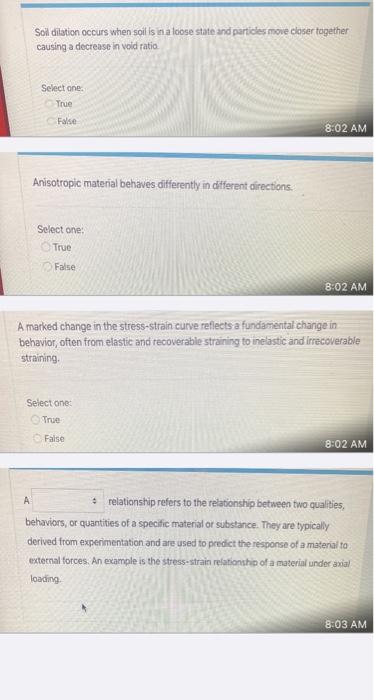 Solved Soll dilation occurs when soil is in a loose state | Chegg.com