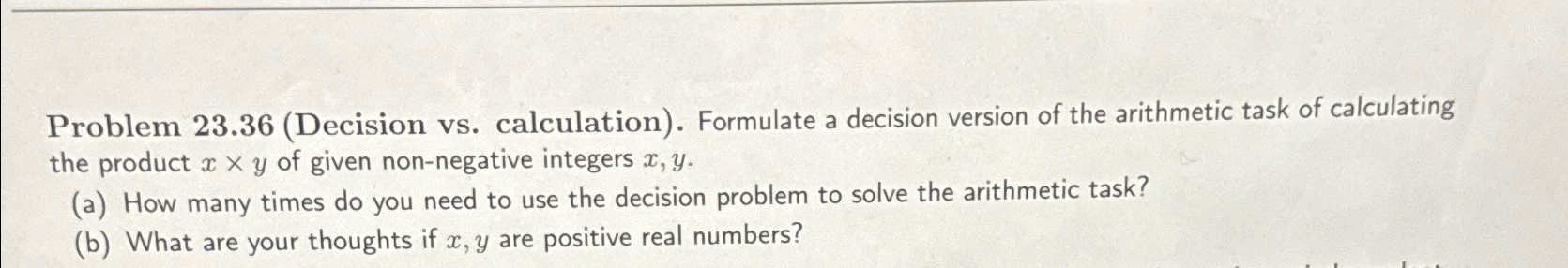 Solved Problem 23.36 (Decision vs. ﻿calculation). ﻿Formulate | Chegg.com