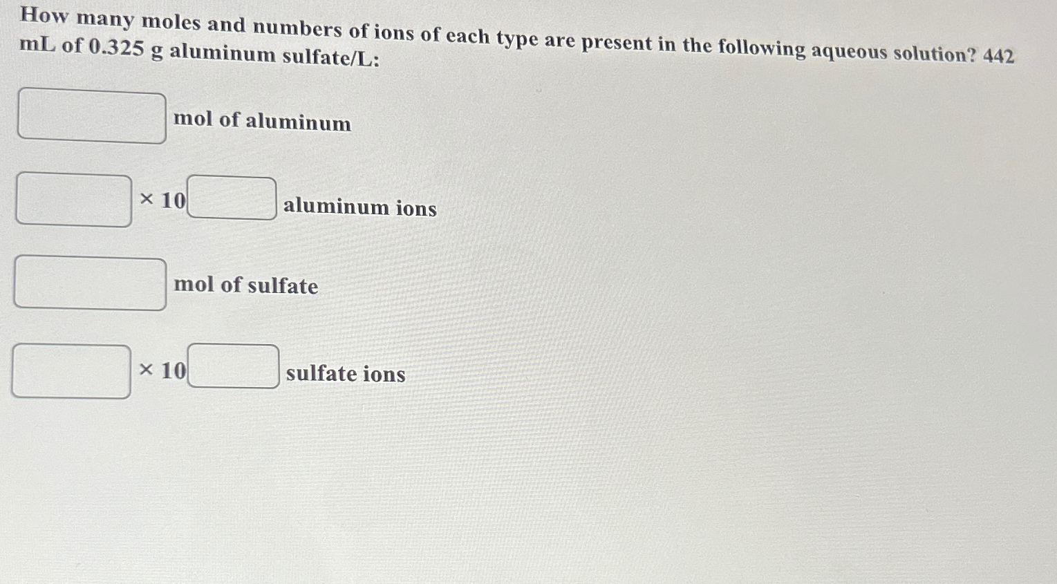 Solved How many moles and numbers of ions of each type are | Chegg.com