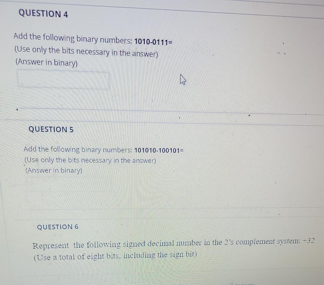 Solved Add the following binary numbers: 1010+1011= (Use | Chegg.com