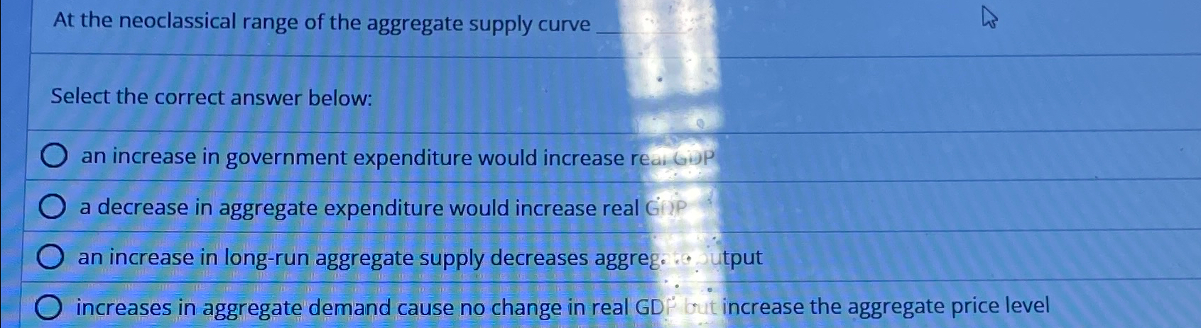 Solved At the neoclassical range of the aggregate supply | Chegg.com