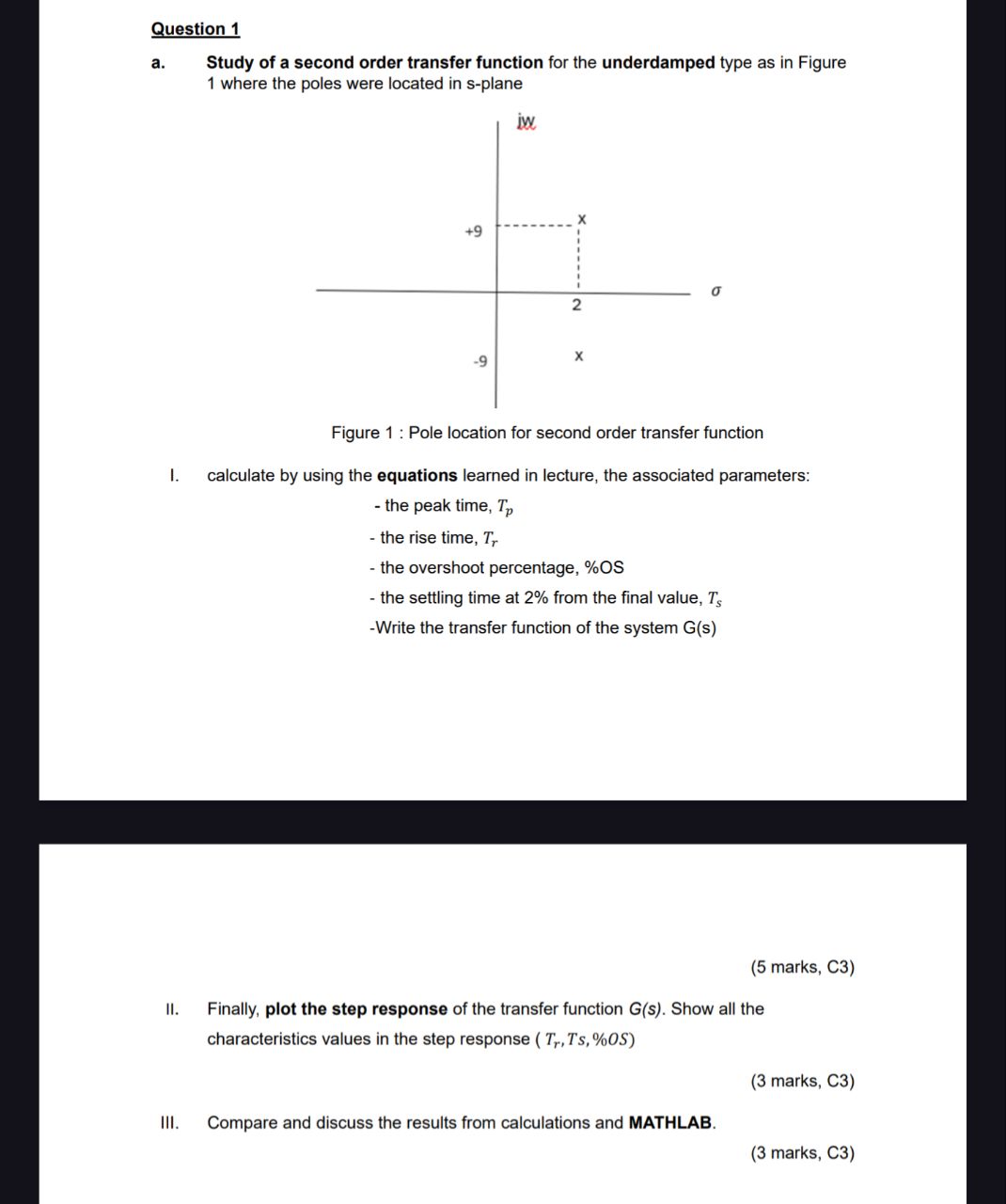 Solved Question 1a. ﻿Study of a second order transfer | Chegg.com