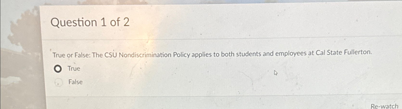Solved Question 1 ﻿of 2True or False: The CSU | Chegg.com