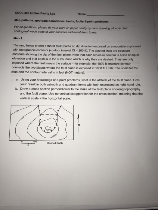 Solved GEOL 385 Online Faulty Lab Name: Map patterns; | Chegg.com