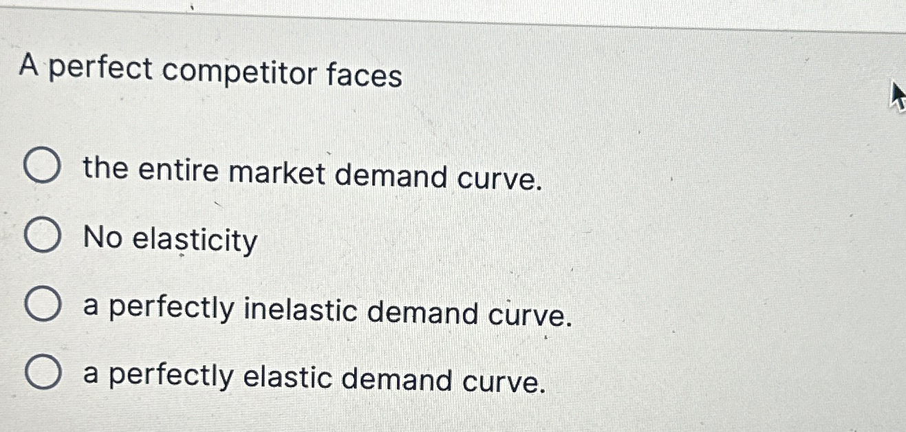 Solved A perfect competitor facesthe entire market demand | Chegg.com