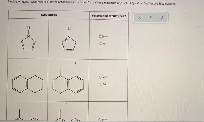 Solved Decide whether each row is a set of resonance | Chegg.com