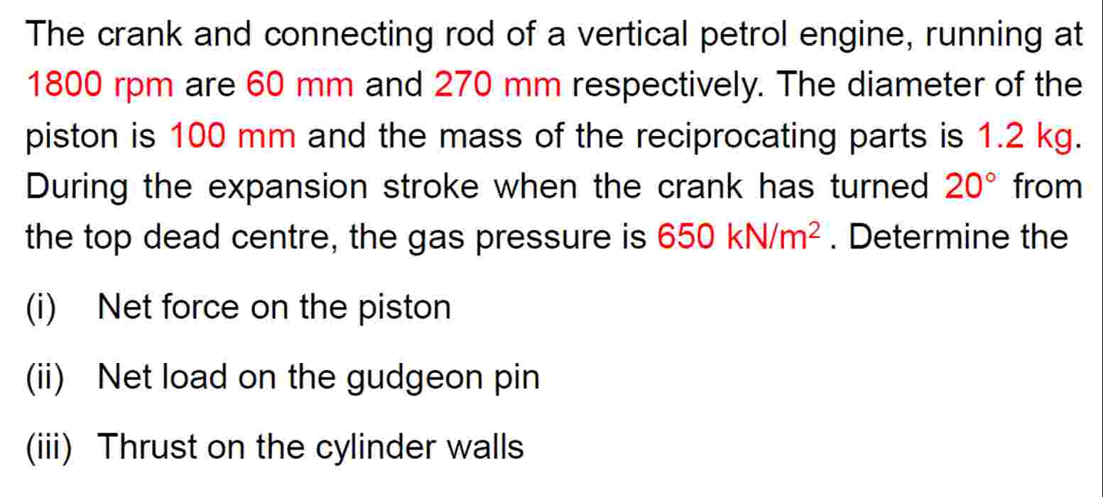 Solved The crank and connecting rod of a vertical petrol | Chegg.com