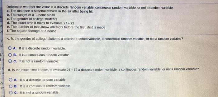 Solved Determine whether the value is a discrete random | Chegg.com