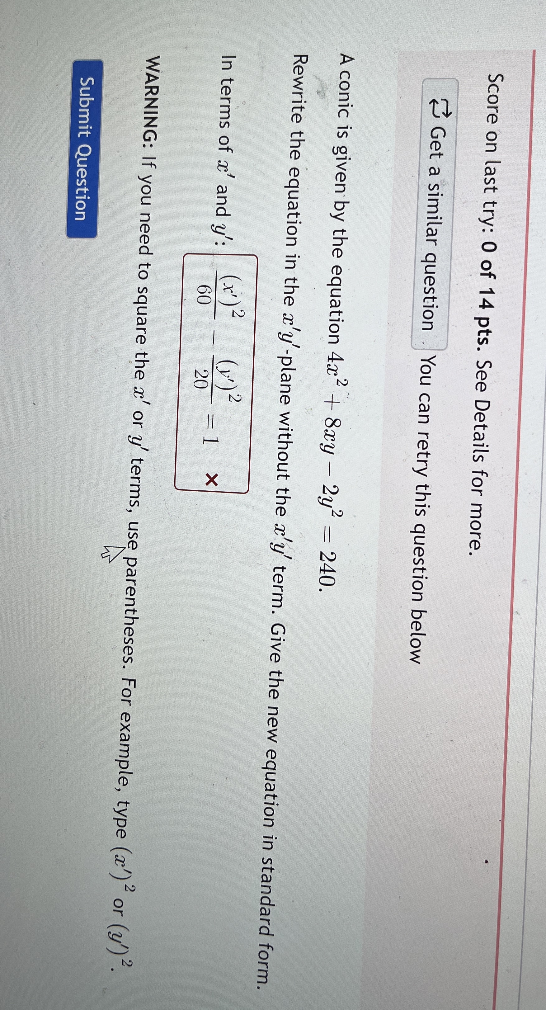 Solved A conic is given by the equation | Chegg.com