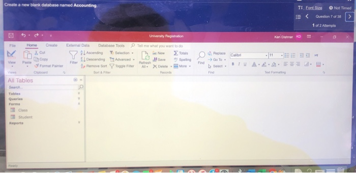 Create a new blank database named Accounting TI Font | Chegg.com