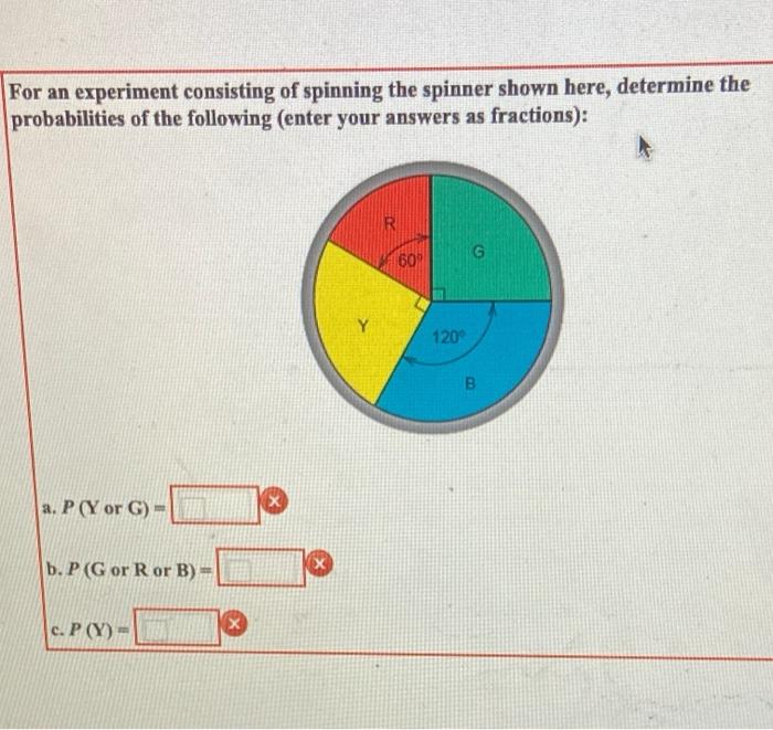 Solved For an experiment consisting of spinning the spinner | Chegg.com