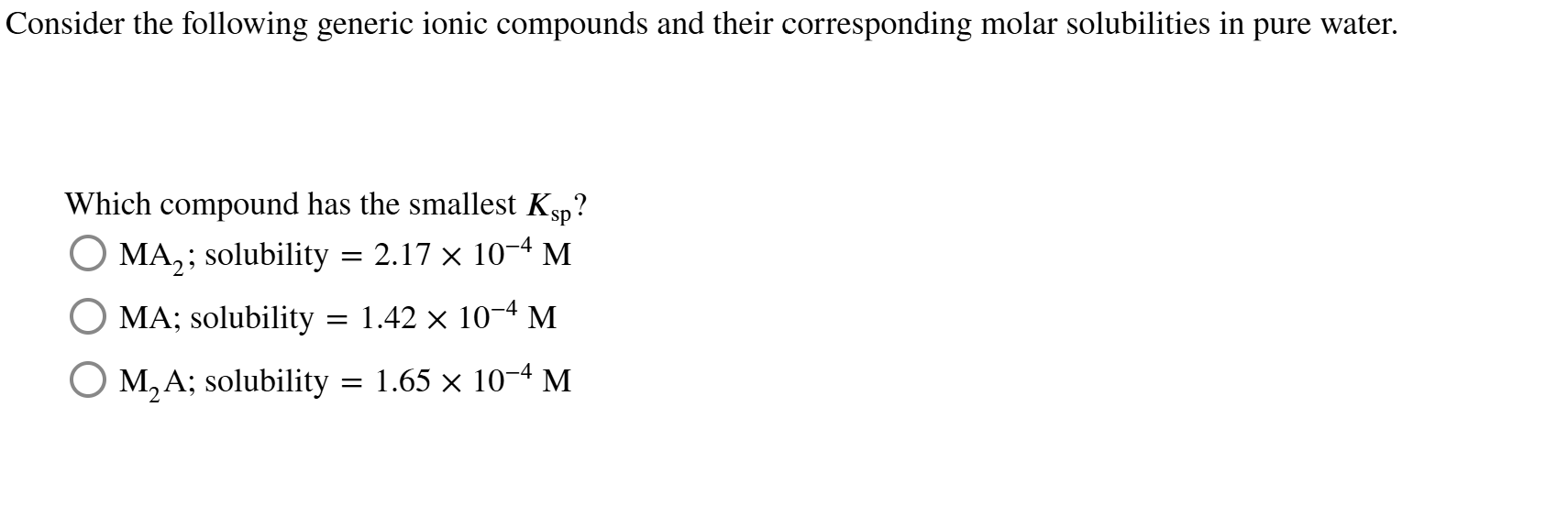 Solved Consider the following generic ionic compounds and | Chegg.com
