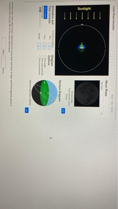 Solved Lunar Phase Simulator Moon Phase Sunlight moon | Chegg.com