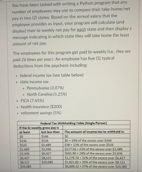 Solved You have been tasked with writing a Python program | Chegg.com