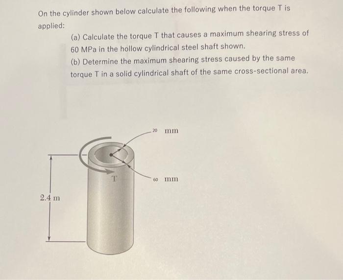 Solved On the cylinder shown below calculate the following | Chegg.com