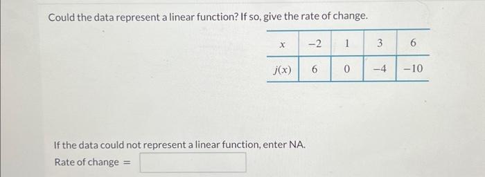 Solved Could the data represent a linear function? If so, | Chegg.com